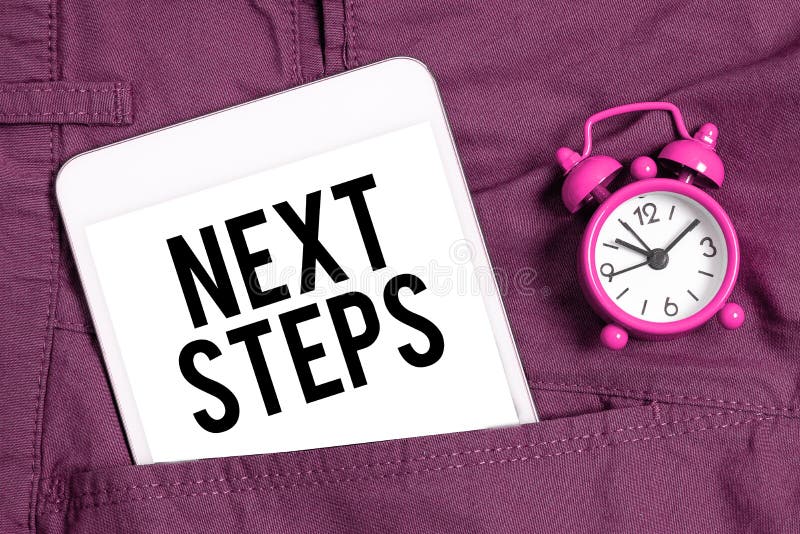 Text Sign Showing Next Steps. Word Written on Numper of Process Going ...