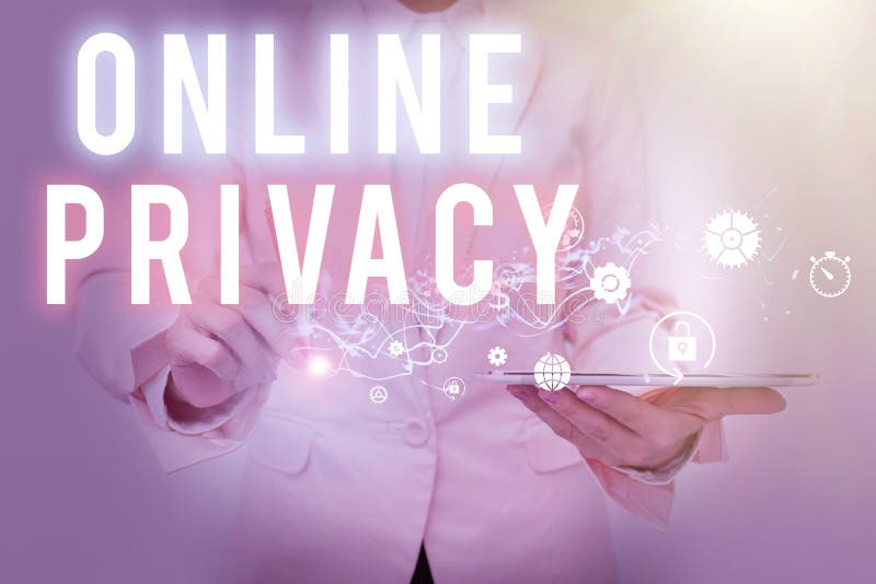 Text Sign Showing Online Privacy. Business Overview Security Level of ...