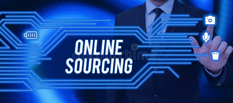 Text Caption Presenting Online Sourcing. Word Written on Purchase of ...
