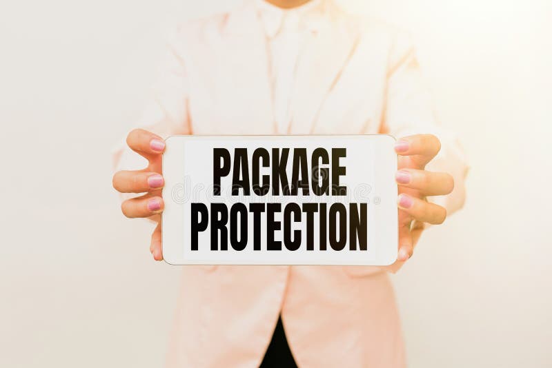 Text Caption Presenting Package Protection. Business Approach Wrapping ...