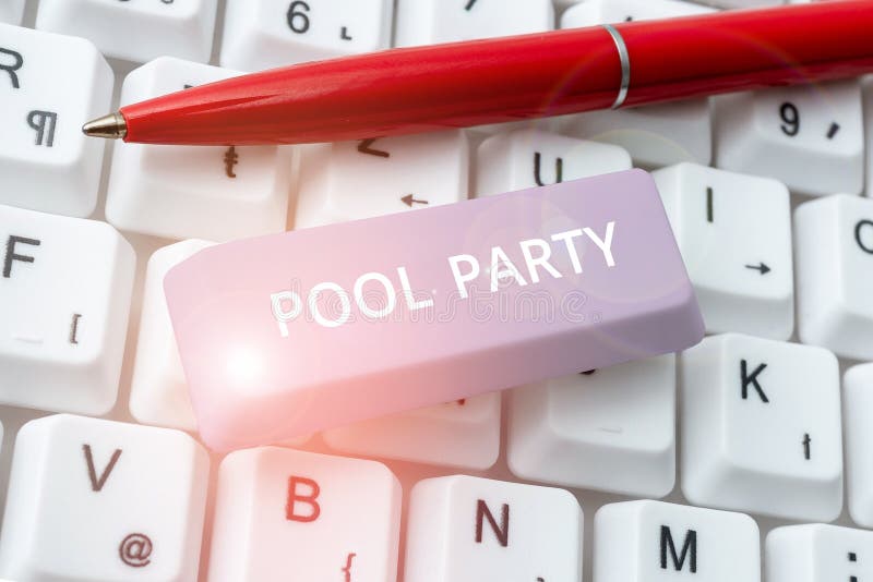 Text Caption Presenting Pool Party. Business Approach Celebration that ...