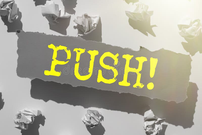 Handwriting Text Push. Business Overview Move Forward by Using Force To ...