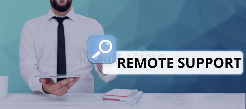 Text Caption Presenting Remote Support. Concept Meaning Help End-users ...