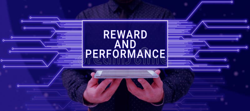 Text Caption Presenting Reward and Performance. Internet Concept Given ...