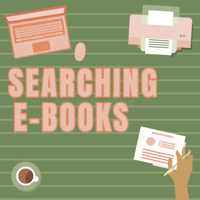 Text Caption Presenting Searching E Books. Internet Concept Looking for ...