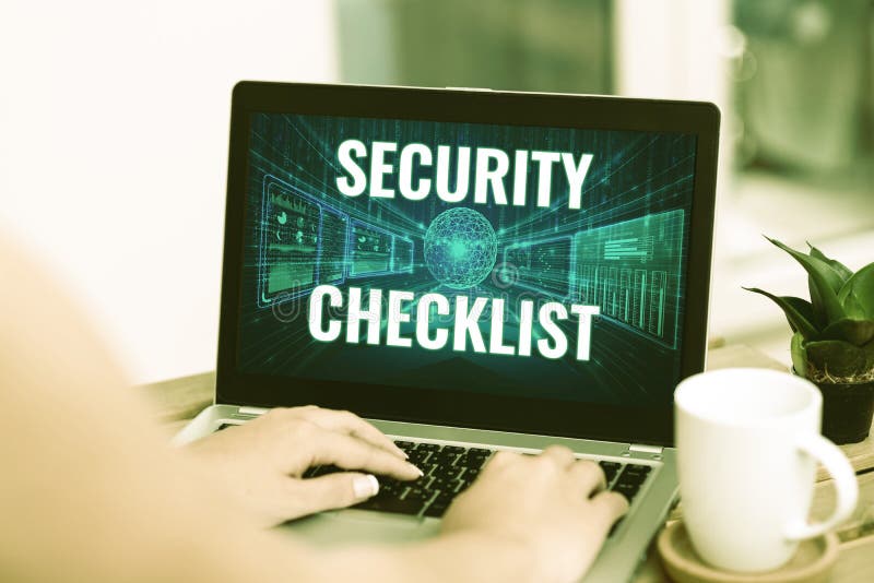 Text Caption Presenting Security Checklist. Business Idea Protection of Data and System Guide on ...