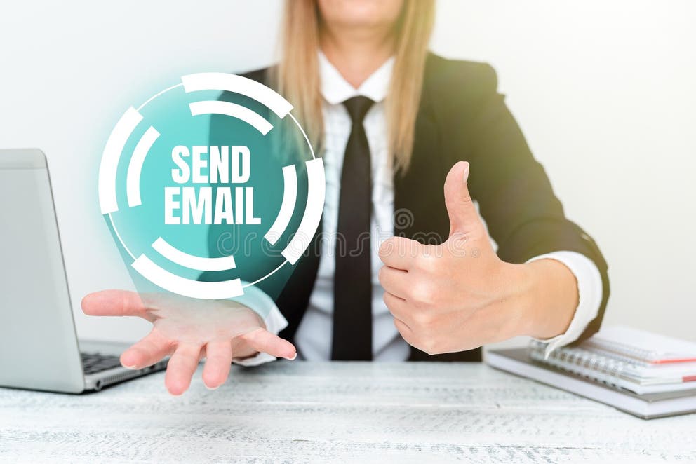 Text Caption Presenting Send Email. Internet Concept the System for Using Computers To Send ...