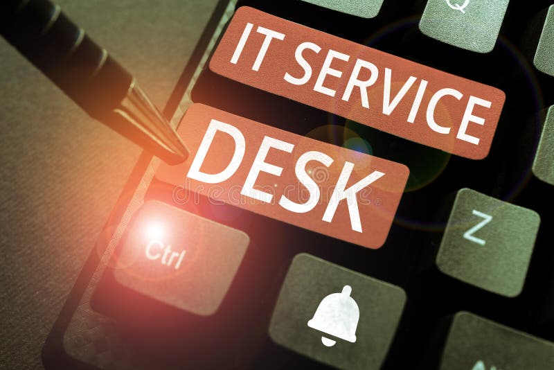 Text Caption Presenting it Service Desk. Business Overview Technological Support Online ...