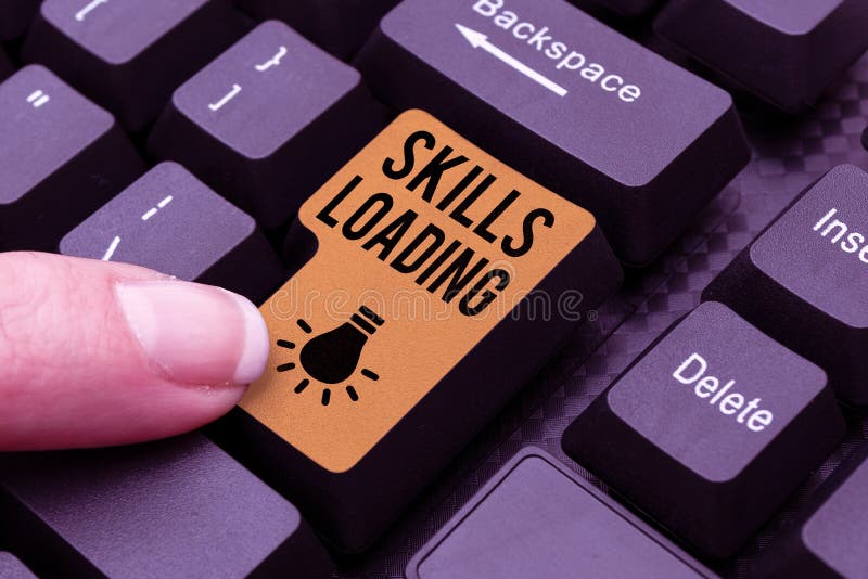 New Skills Loading with Brain on Digital Computer Tablet with Colored ...