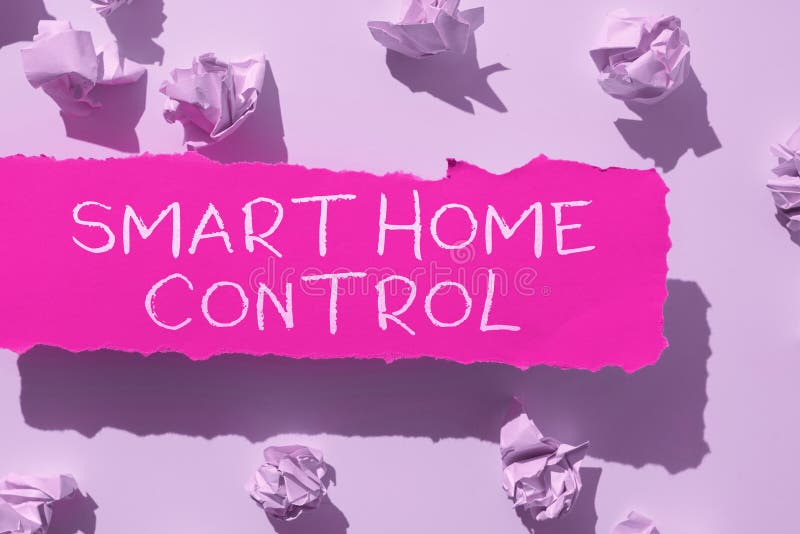 Sign Displaying Smart Home Control. Word Written on Internet of Things ...