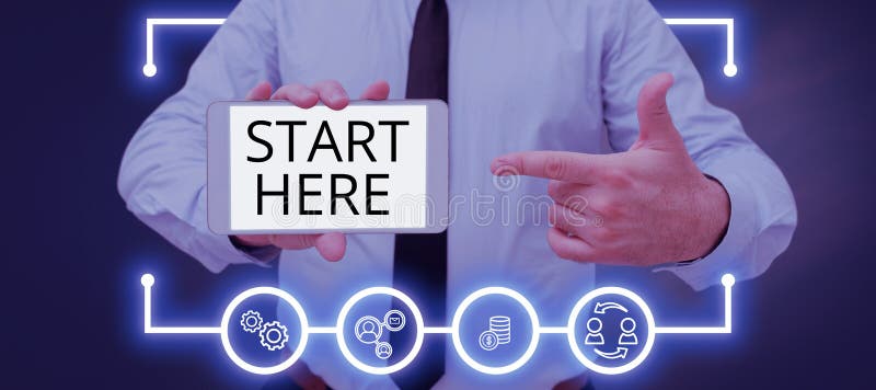 Text Caption Presenting Start Here. Business Idea Telling Someone this ...