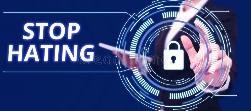 Text Caption Presenting Stop Hating. Business Overview Cease Hostility ...