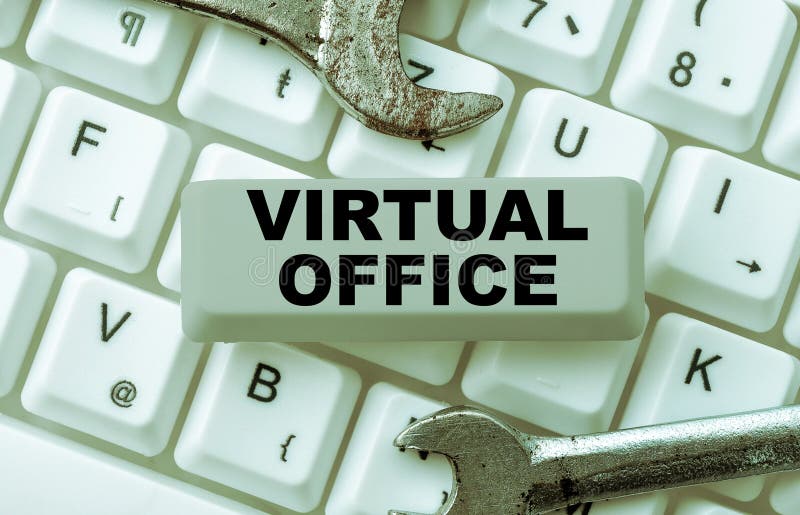 Writing Displaying Text Virtual Office. Concept Meaning Mobile Work ...
