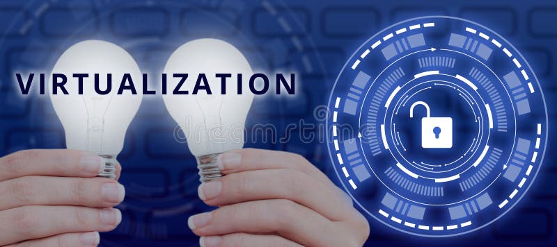 Text Caption Presenting Virtualization. Internet Concept Application of ...