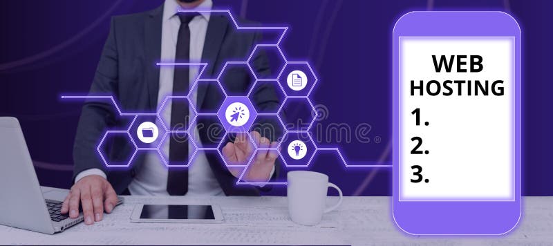 Text Caption Presenting Web Hosting. Word Written on the Activity of ...