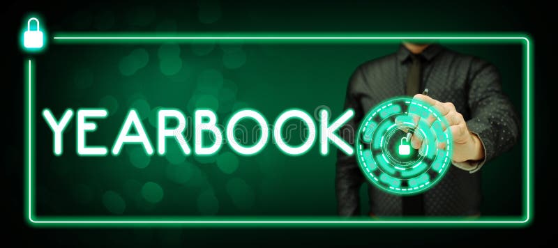 Hand Writing Sign Yearbook. Business Idea Publication Compiled by ...