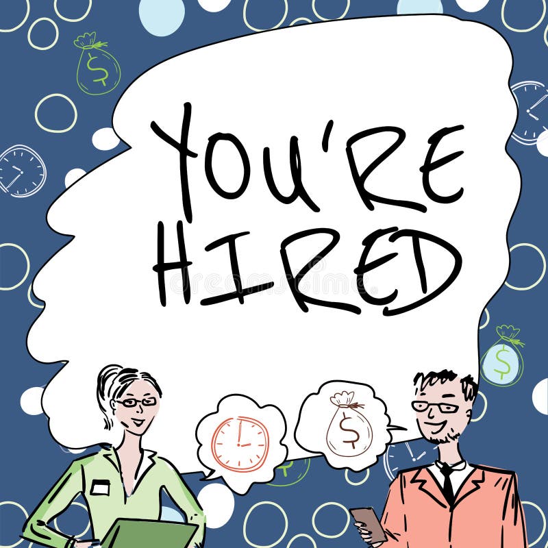 Text Caption Presenting You Re Hired. Word Written on New Job Employed ... Text Caption Presenting You Re Hired. Word Written on New Job Employed ...