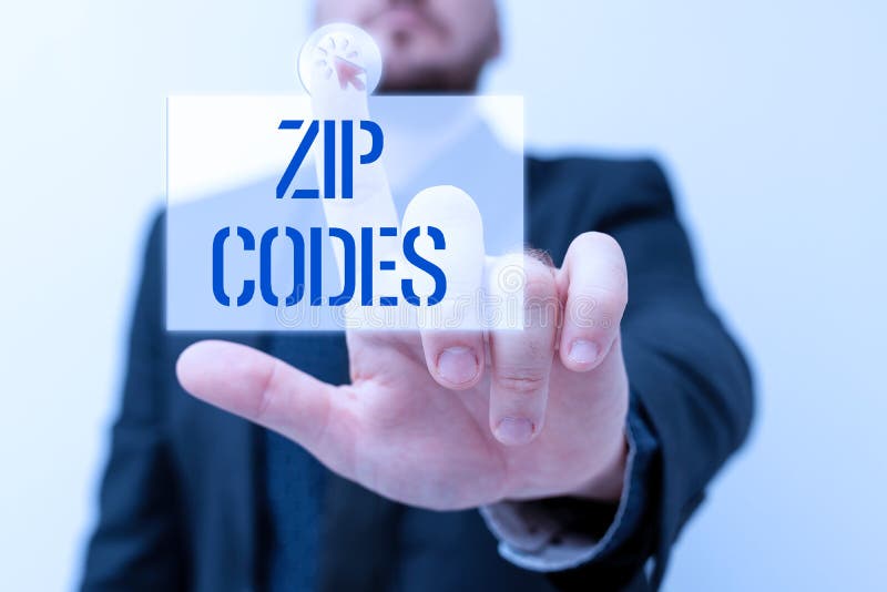 Text Caption Presenting Zip Codes. Word Written on Numbers Added To a ...
