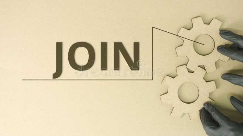 Cardboard Cog Wheels and Join Text on the Table Stock Photo - Image of ...