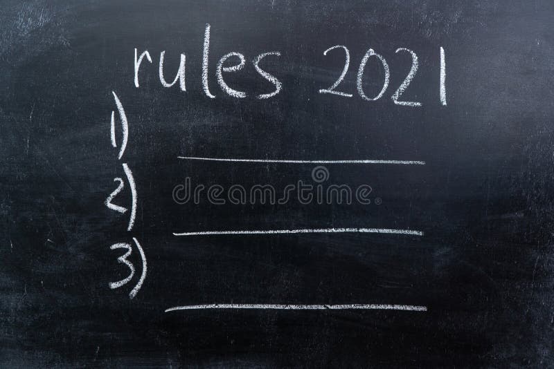 Text on a Chalkboard RULES 2021 Stock Image - Image of conceptual ...