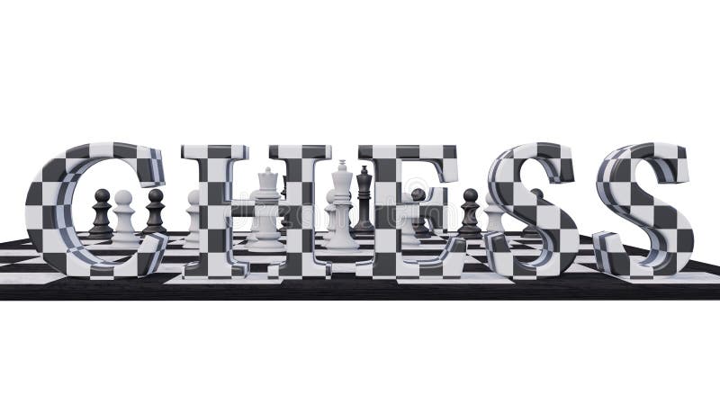Text "Chess" with Chess Pieces in the Background. 3d Rendering. Stock ...