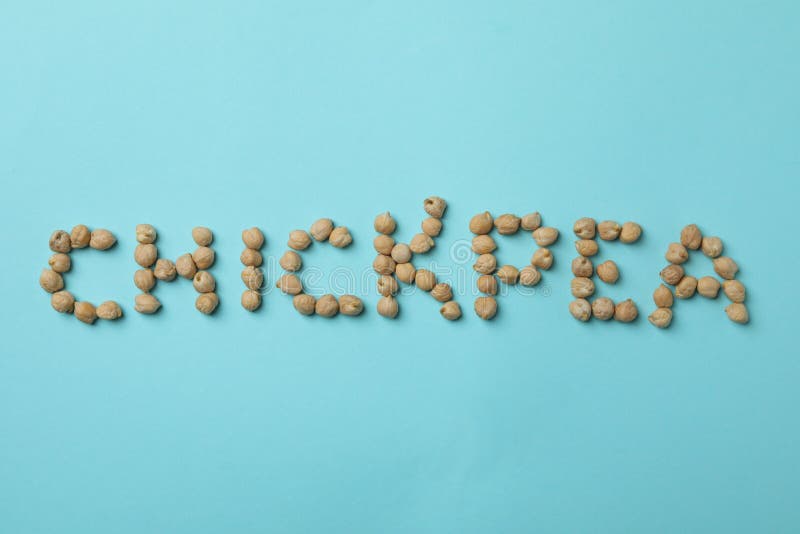 Text Chickpea Made of Chickpea on Blue Background Stock Image - Image ...