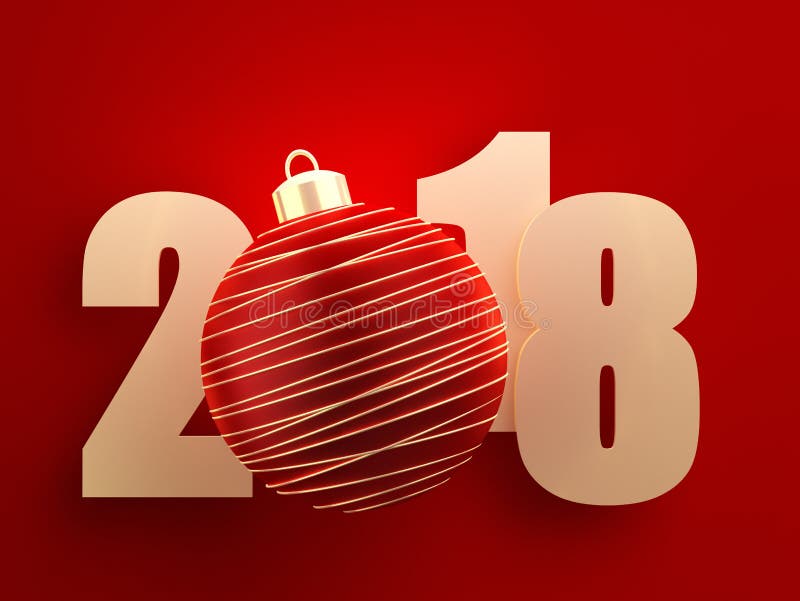 2018 Text with Christmas Ball on Red Background Stock Illustration ...