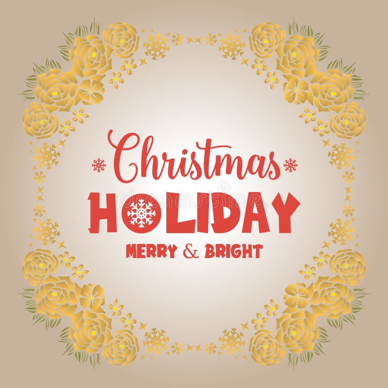 Text Christmas Holiday, with Elegant Green Leaf Flower Frame Shape ...