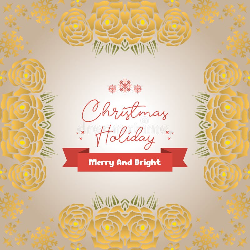 Text Christmas Holiday, with Elegant Green Leaf Flower Frame Shape ...