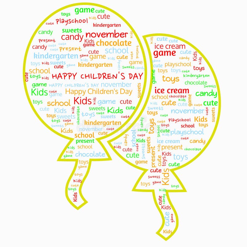 Happy Children Day Text Cloud Theme for a Poster Print Stock ...