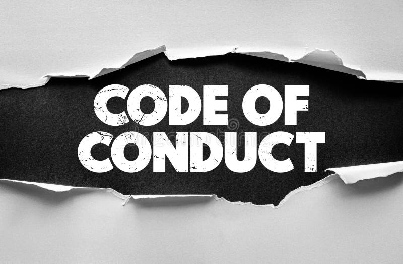 Text CODE of CONDUCT Shown on Torn Paper with Rough Typography. Concept ...