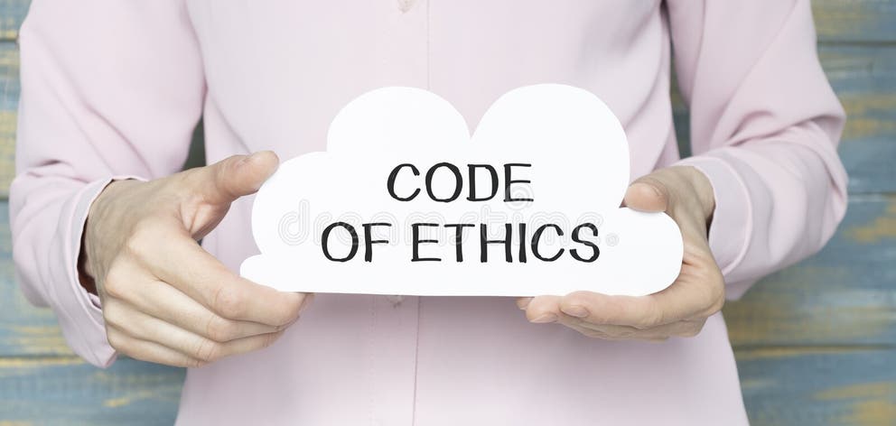 Text Code of Conduct on Stickers in Hands Young Stock Photo - Image of ...