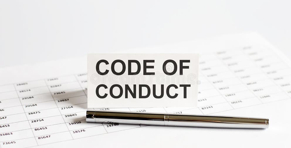 Text Code of Conduct on Stickers Pen on the Background of Documents ...