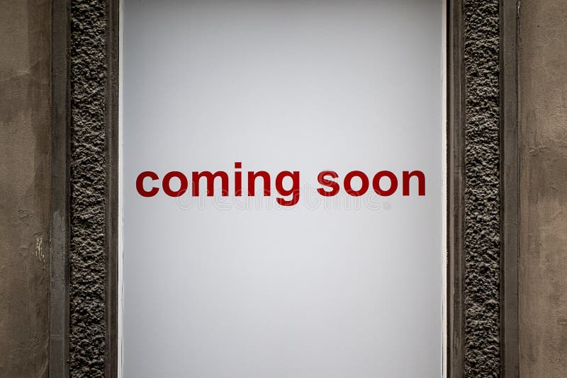 .text Coming Soon Written on White Wall Stock Image - Image of copy ...