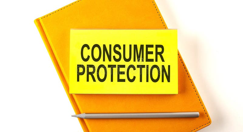 Text CONSUMER PROTECTION on Sticker on the Yellow Notebook Stock Photo ...