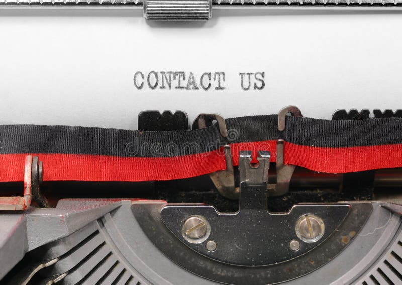 Text CONTACT US with Black Ink on White Paper in the Typewriter Ideal ...