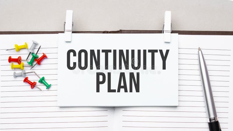 Text Continuity Plan on Stickers on the Diary with Office Tools Stock ...