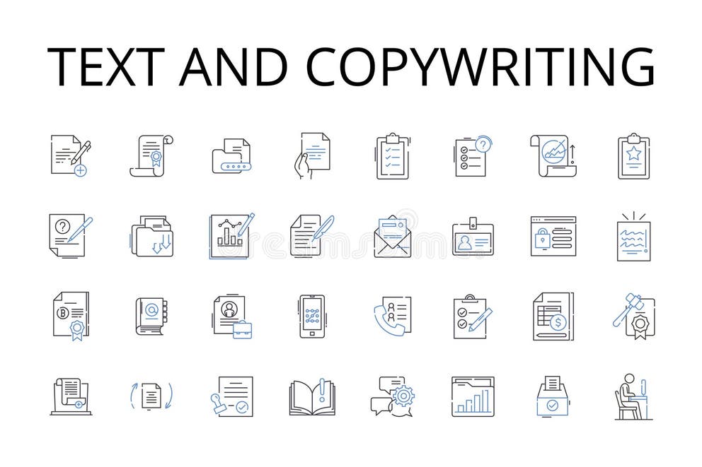 Text and Copywriting Line Icons Collection. Wordsmithing, Writing, Scripting, Authoring ...