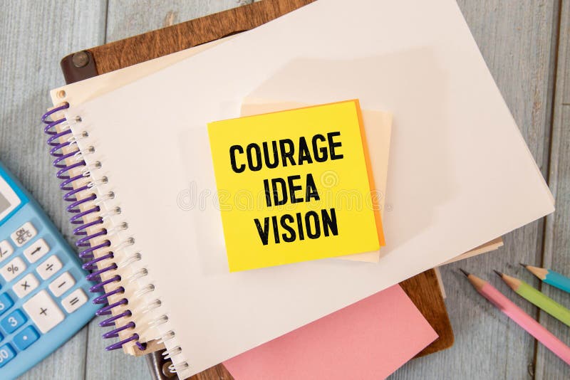 Text Courage Idea Vision on White Paper Stock Image - Image of ...
