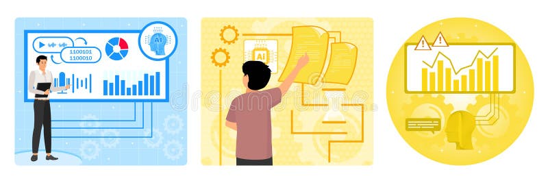 Text Data Analysis Ai Automated Data Preprocessing Ai Anomaly Detection Concept Stock Vector