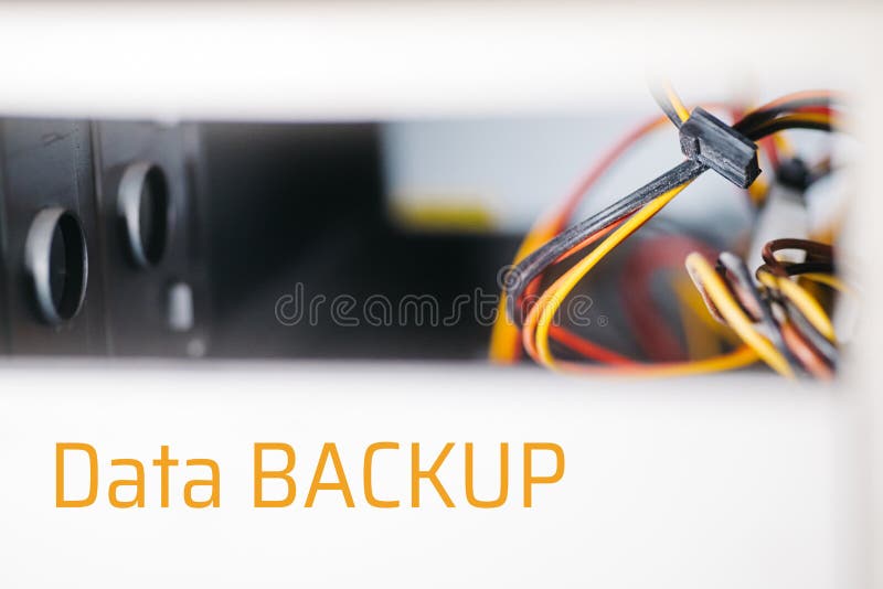 Text Network . Cables on Back of System Unit Desktop Computer Stock ...