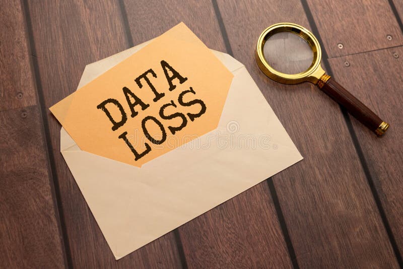 Text DATA LOSS on Tablet Display in Businessman Hands on the White ...