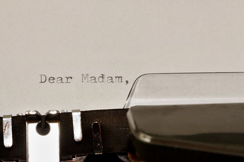 Text Dear Madam Typed on Old Typewriter Stock Photo - Image of black ...