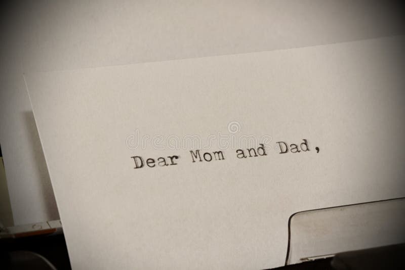 Text Dear Mom and Dad Typed on Old Typewriter Stock Image - Image of ...