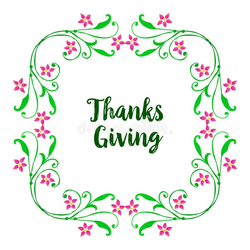 Text Decoration of Thanksgiving, with Cute Beautiful Green Leafy Flower ...
