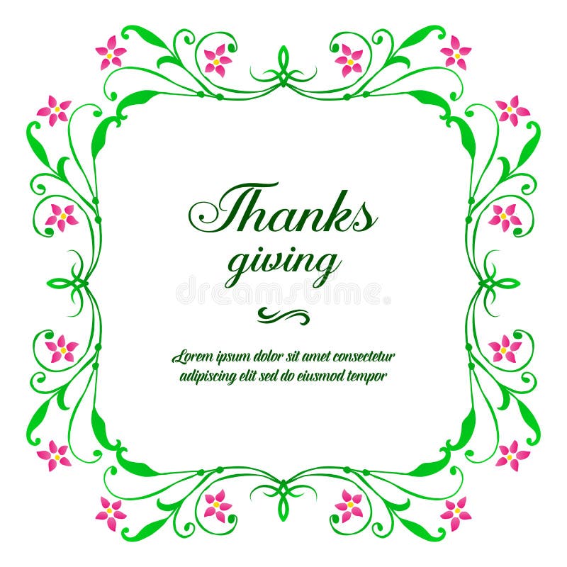 Text Decoration of Thanksgiving, with Cute Beautiful Green Leafy Flower ...