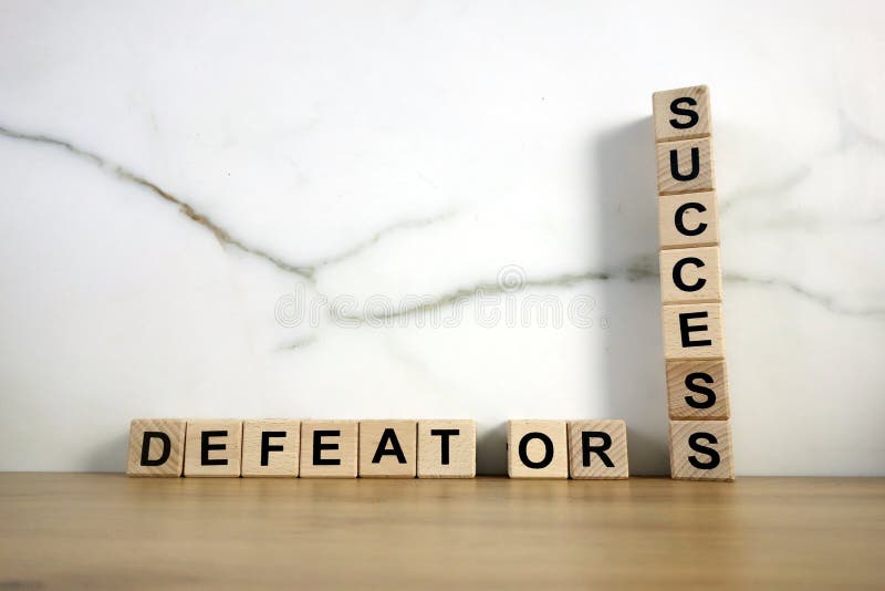 Text Defeat or Success from Wooden Blocks Stock Image - Image of growth ...
