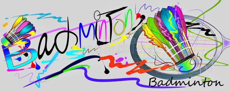 Text Design Badminton Action Brush Stock Illustration - Illustration of ...