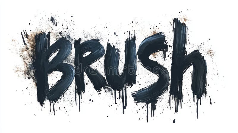 Text Design Featuring Black Paint Brush Strokes with a Splatter Effect ...