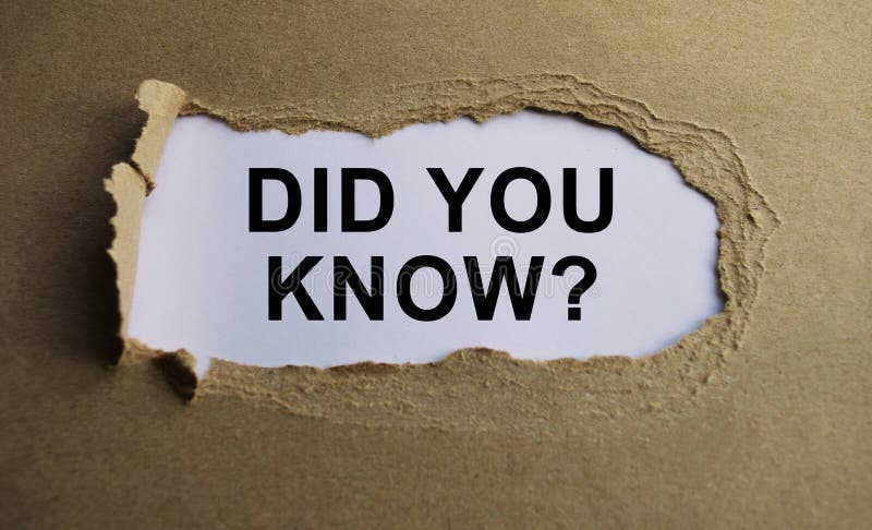The Text DID YOU KNOW, Appearing Behind Torn Paper. the Craft Paper is ...